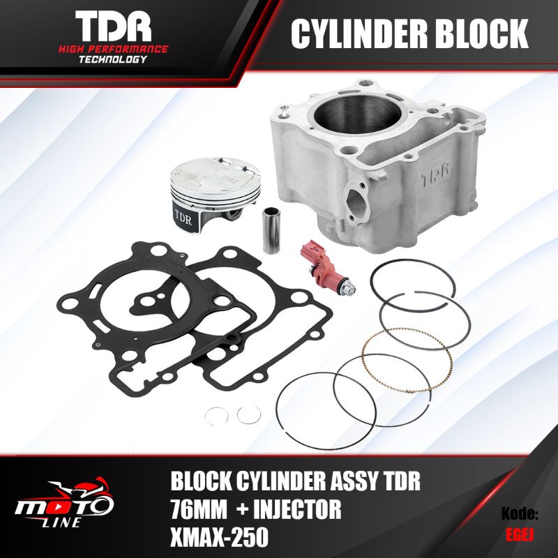 Jual Blok TDR XMAX Block Cylinder Assy XMAX 250 76mm Plus Injector ...