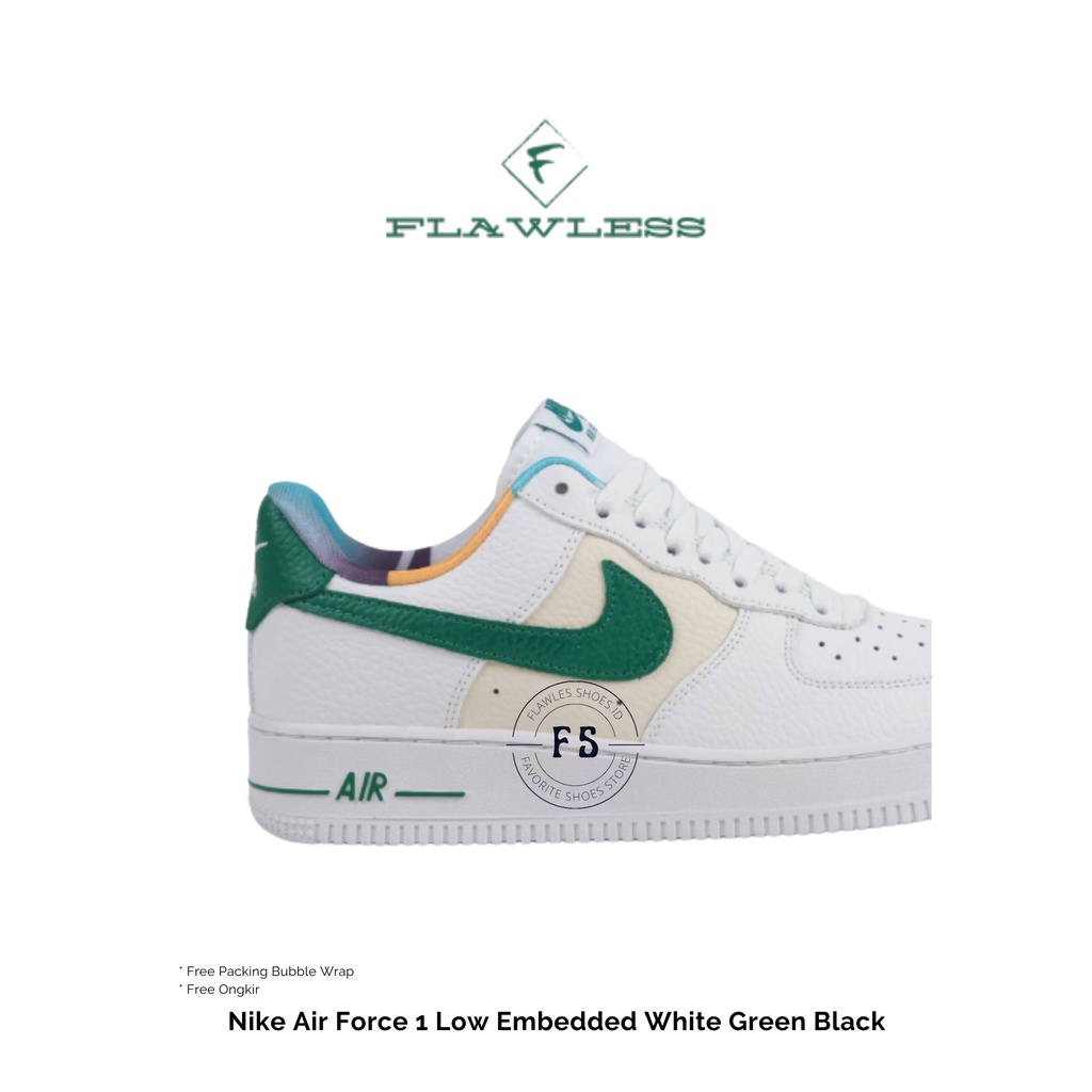 Jual Nike Air Force 1 Low Embedded White Green Black BNIB | Shopee ...