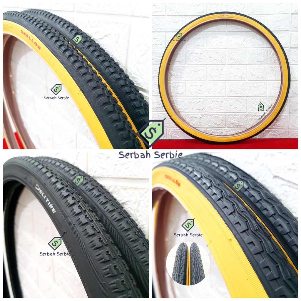 Jual BAN LUAR SEPEDA 24X1 3/8 SWALLOW 540 24 X 1 3 per 8 ⅜ HITAM KUNING BALAP KURSI RODA DELI ...