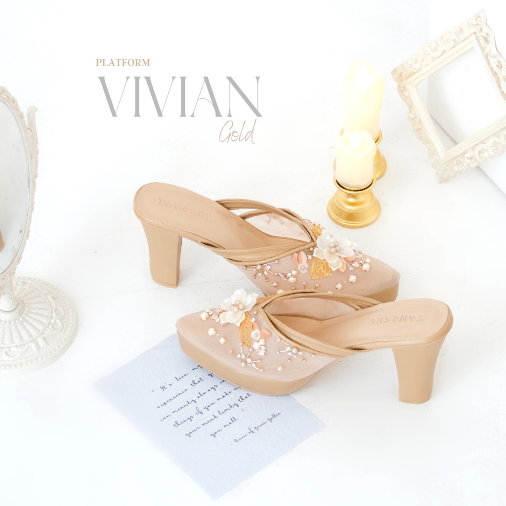 Jual TANASKY - VIVIAN GOLD PLATFORM - Sepatu Heels Wanita 9cm - Wedding Shoes | Shopee Indonesia