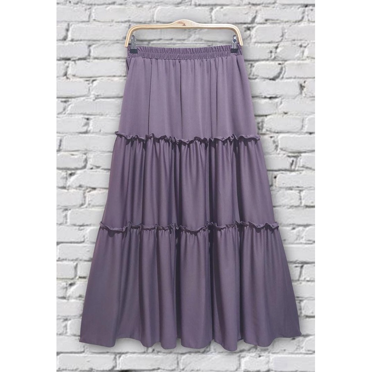 Jual Rok Ruffle Skirt 3 Susun + Kantong ( Kiri & kanan ) / Rok Panjang ...