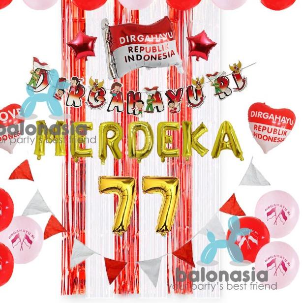 Jual Balon Dekorasi Pesta 17 Agustus / Banner Foil Bendera Merah Putih ...