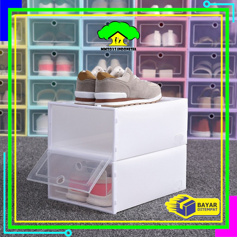 Jual MI-C158 Kotak Sepatu Lipat Transparan Tebal Shoes Storage Box ...
