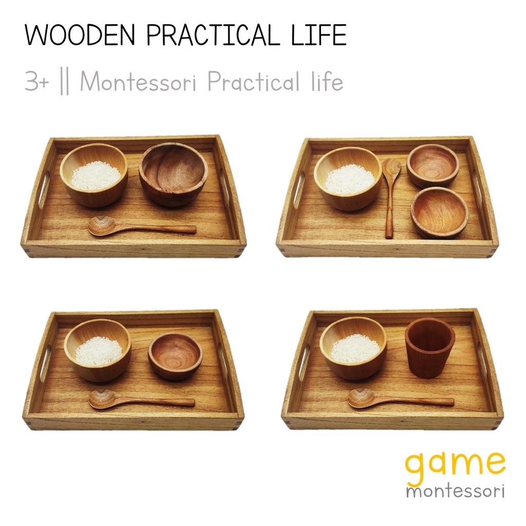 Jual Game Montessori Practical Life Sets Wooden Bowls and Cup | Shopee ...
