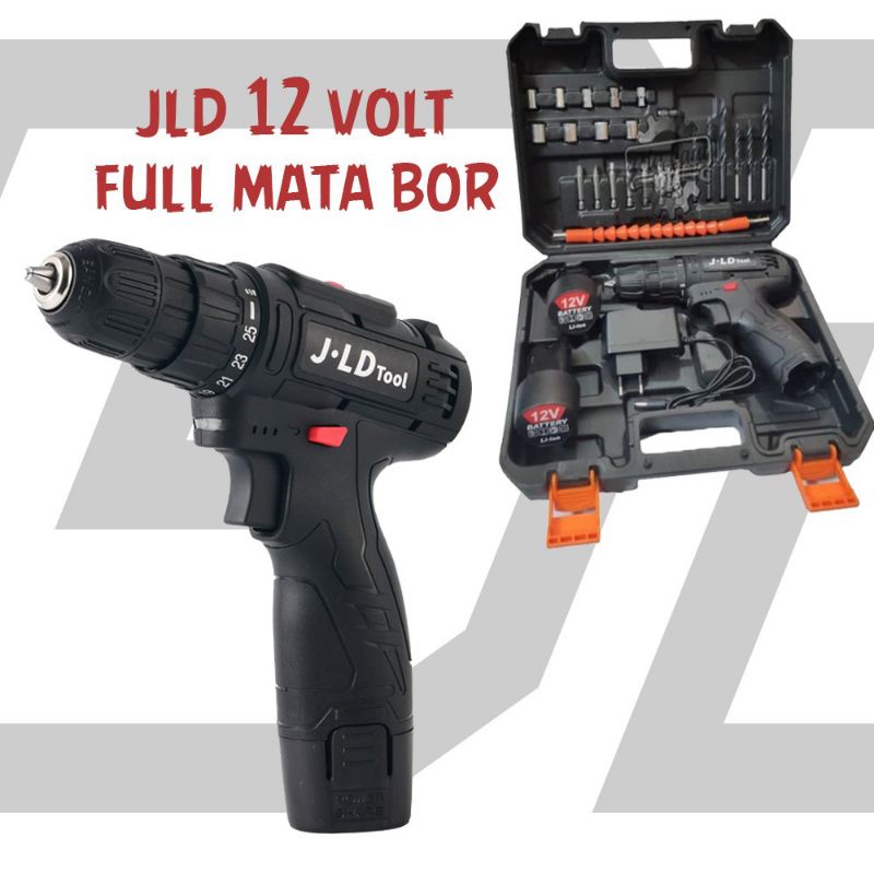 Jual Bor JLD 12V - SET Bor Obeng Bor 2 Baterai 12 Volt Cordless Drill ...