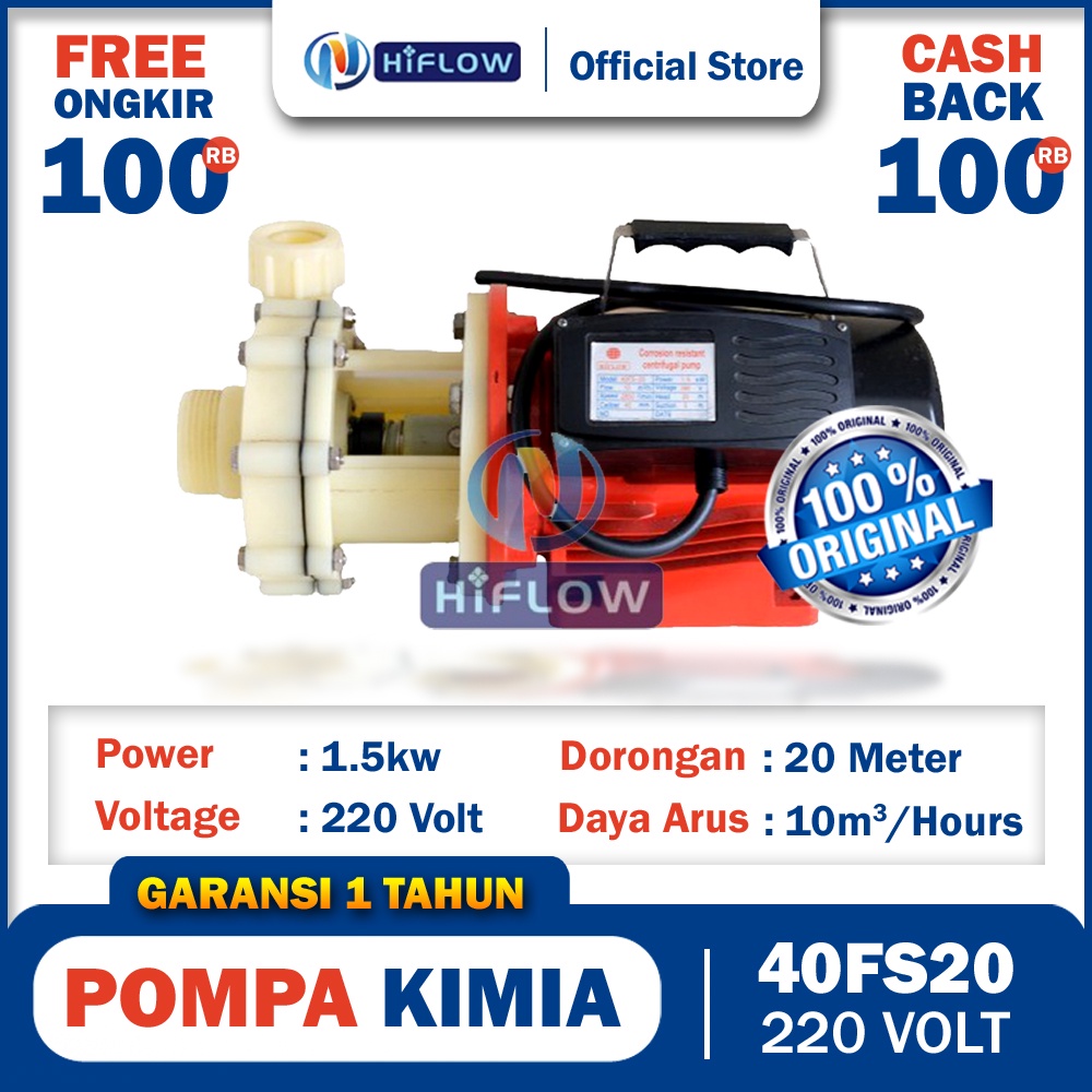 Jual POMPA HIFLOW - Pompa Kimia 40FS20 220 Volt 1.5kw / pompa cairan ...