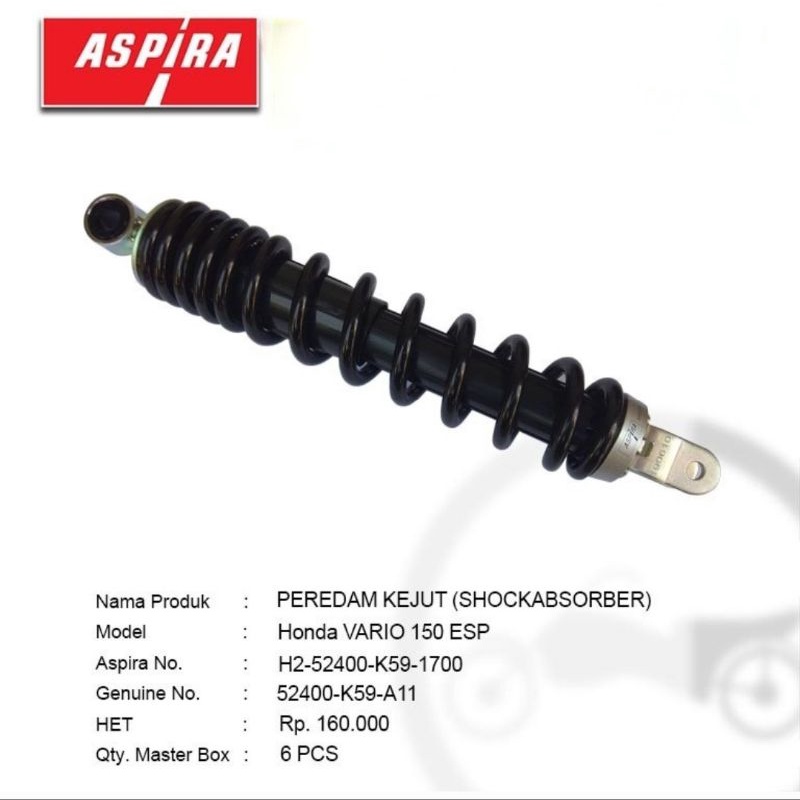 Jual SHOCK ASPIRA K59 MOTOR HONDA VARIO 125 , VARIO 150 , VARIO 160 NEW PANJANG 340 MM ORIGINAL ...