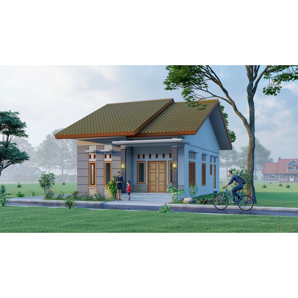 Jual DESAIN RUMAH SEDERHANA MINIMALIS 7x12 | Shopee Indonesia