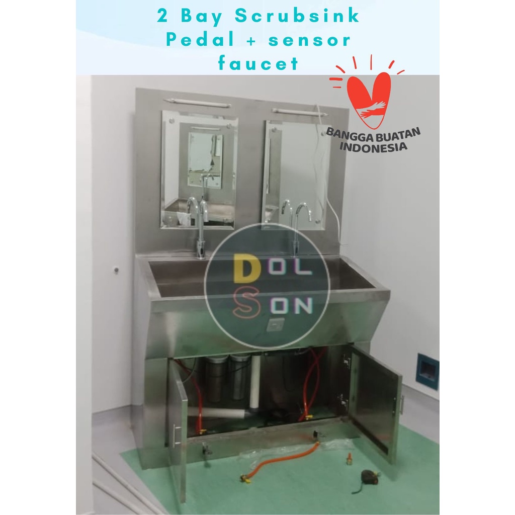 Jual 2 Bay Scrub Sink Station Laboratorium Scrubsink Pedal dan Sensor ...
