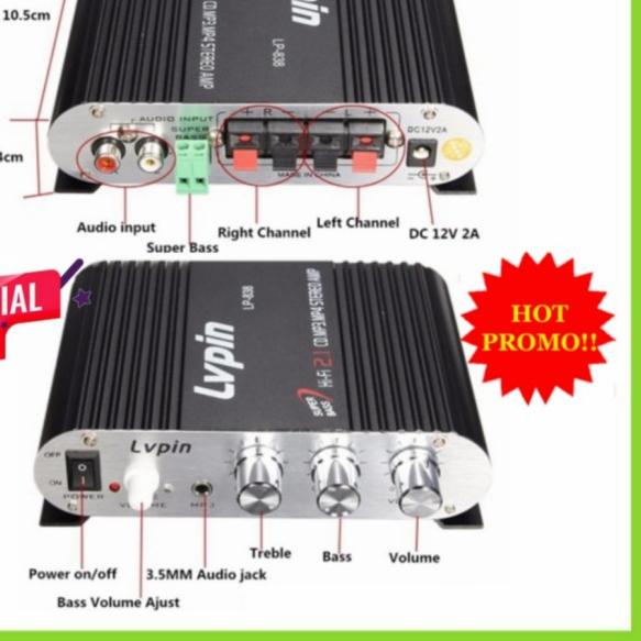 Jual Ampli Treble Bass Booster 12V Mini Hifi Stereo Amplifier LVPIN-LP ...