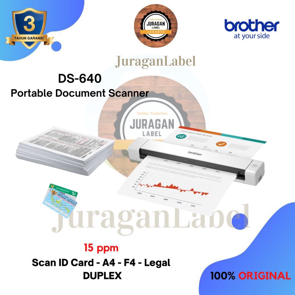 Jual BROTHER DS-640 Compact Mobile Document Scanner Portable ID Scan ...
