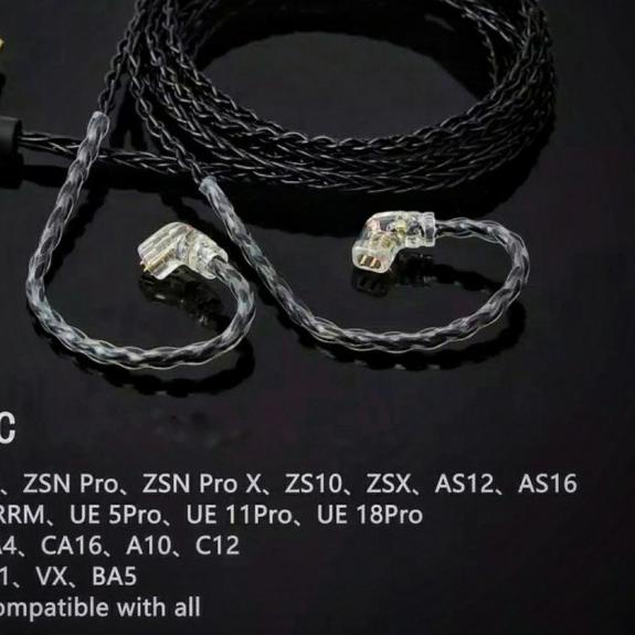 Jual kabel upgrade MIC 8 core IEM KZ type pin A B C , zsn pro x zs3 EDX ...