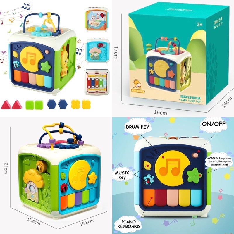Jual Activity cube toys for baby busy box musical toys shape sorter ...