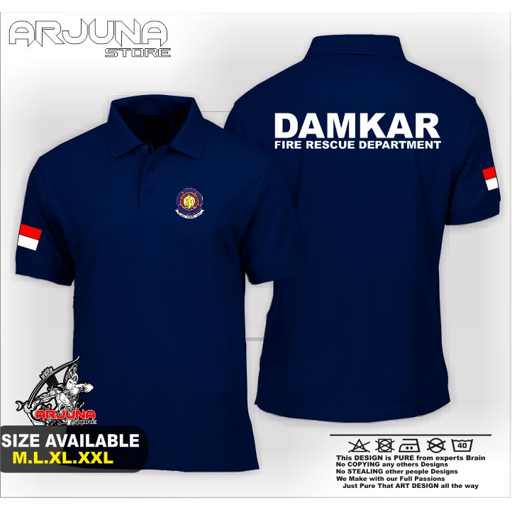 Jual poloshirt/kaos kerah polo logo DAMKAR leren simple dan termurah ...