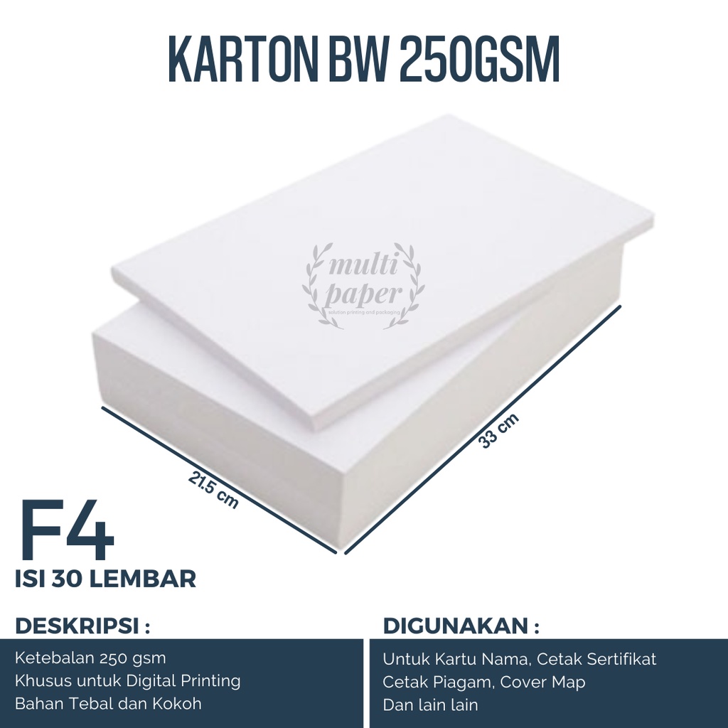 Jual Kertas BW F4 isi 30 lembar / Karton BW 250gsm F4 | Shopee Indonesia