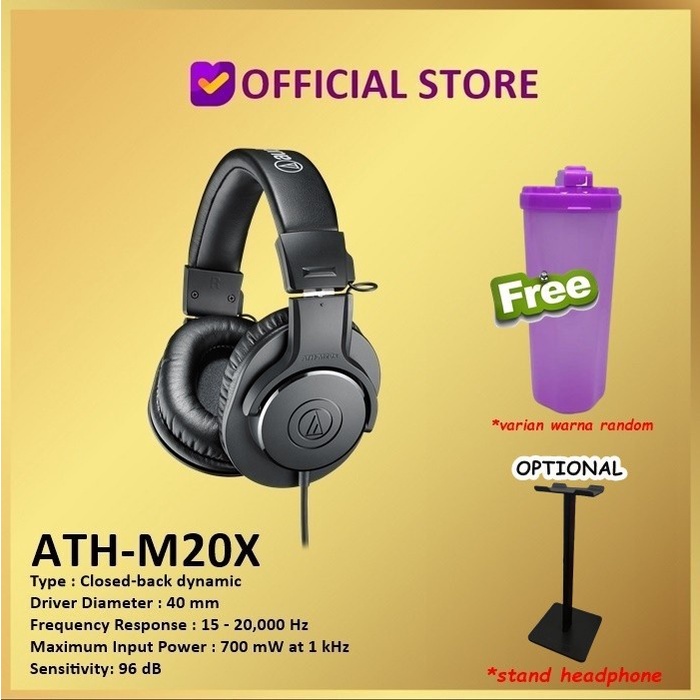 Jual Audio-Technica ATH-M20X M20 X Professional Monitoring Headphones | Shopee Indonesia