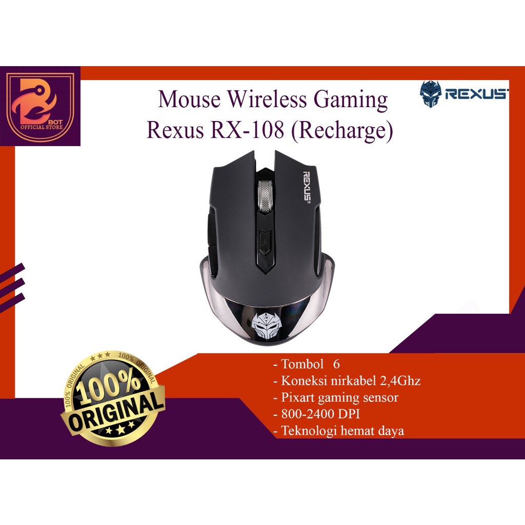 Jual Rexus RX-108 Xierra RECHARGE-ABLE Professional Wireless Gaming ...