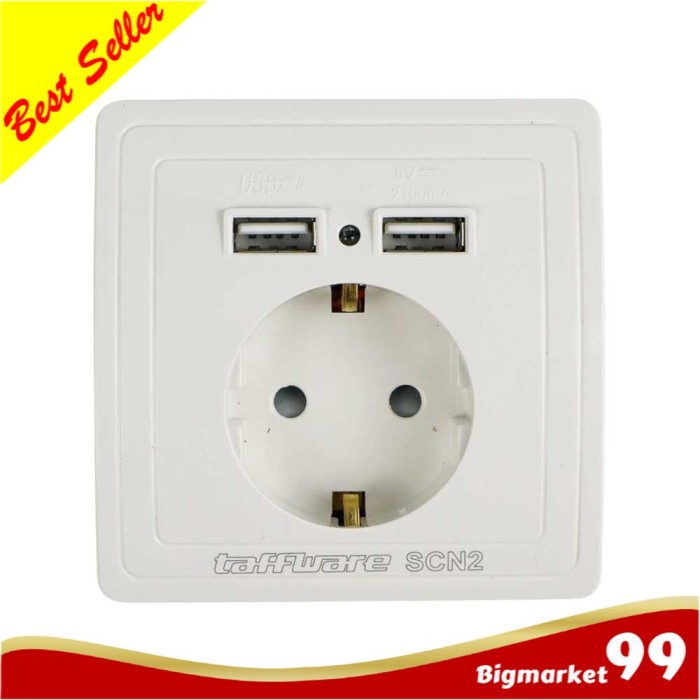 Jual Stop Kontak Dinding Colokan Listrik EU Plug dengan 2 USB Port ...