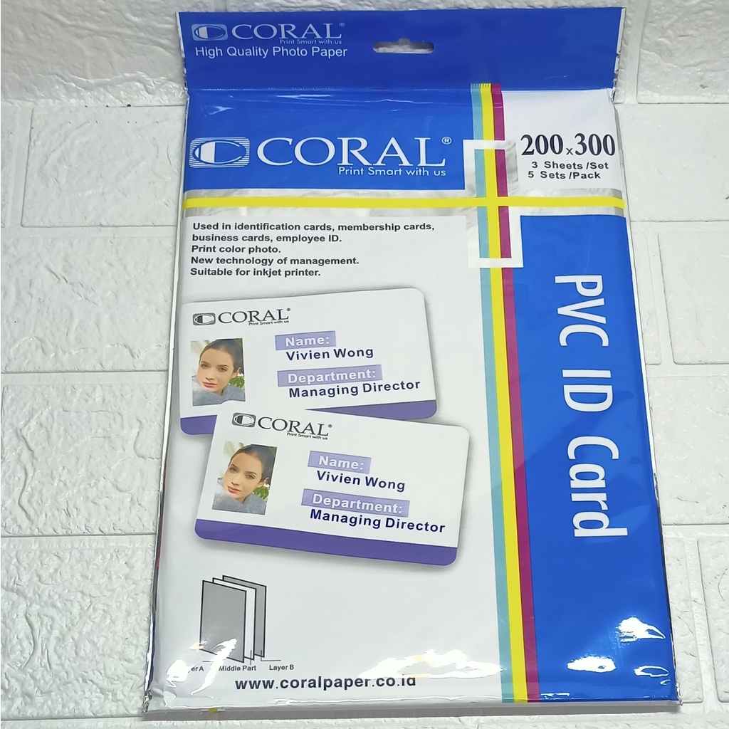 Jual Kertas PVC Bahan ID Card Instan Coral A4 isi 5 lembar | Shopee ...
