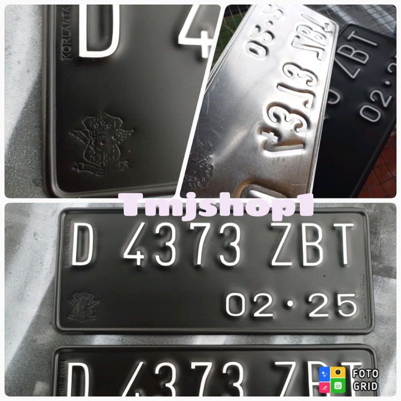 Jual Plat Nomor Motor Font Tipis Ukuran Standar Cat Hitam Doff 1 pasang ...