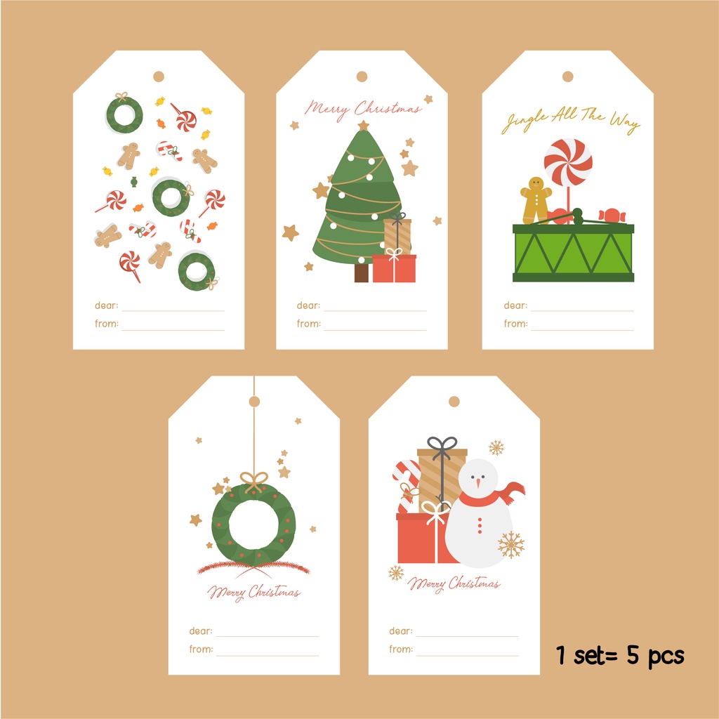 Jual 5 pcs Custom Christmas Hang Tag White | Tag Design Natal Termasuk ...