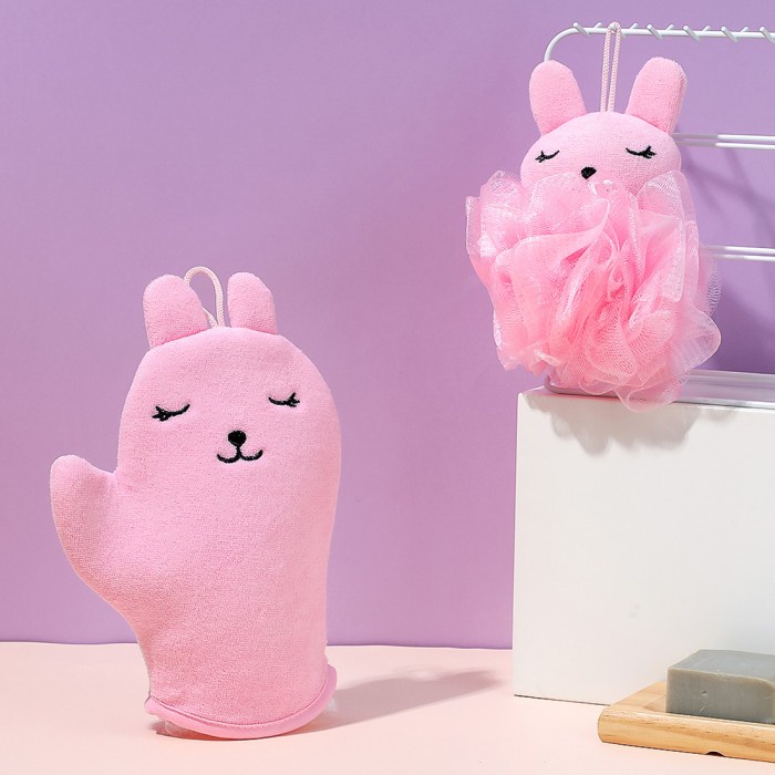 Jual [Ready] Miniso Pink Rabbit Penguin Bath Set Sarung Tangan Mandi ...