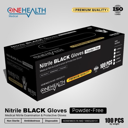 Jual Sarung Tangan Nitrile Onehealth HITAM Per Box isi 100pcs | Shopee ...