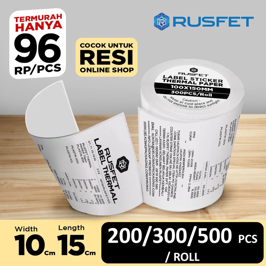 Jual RUSFET - Sticker Label Thermal Roll | Resi AWB Barcode Alamat ...