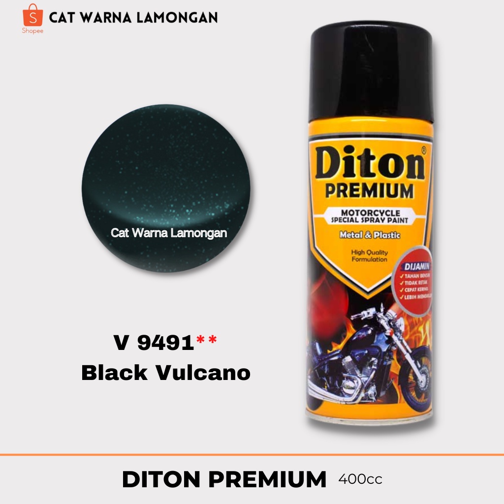 Jual Diton Premium 9491 Black Vulcano Cat Semprot Motor Mobil Aerosol ...