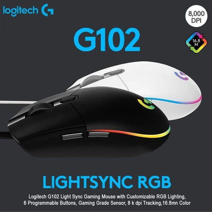 Jual LOGITECH G102 LIGHTSYNC GAMING MOUSE WHITE/BLACK | Shopee Indonesia