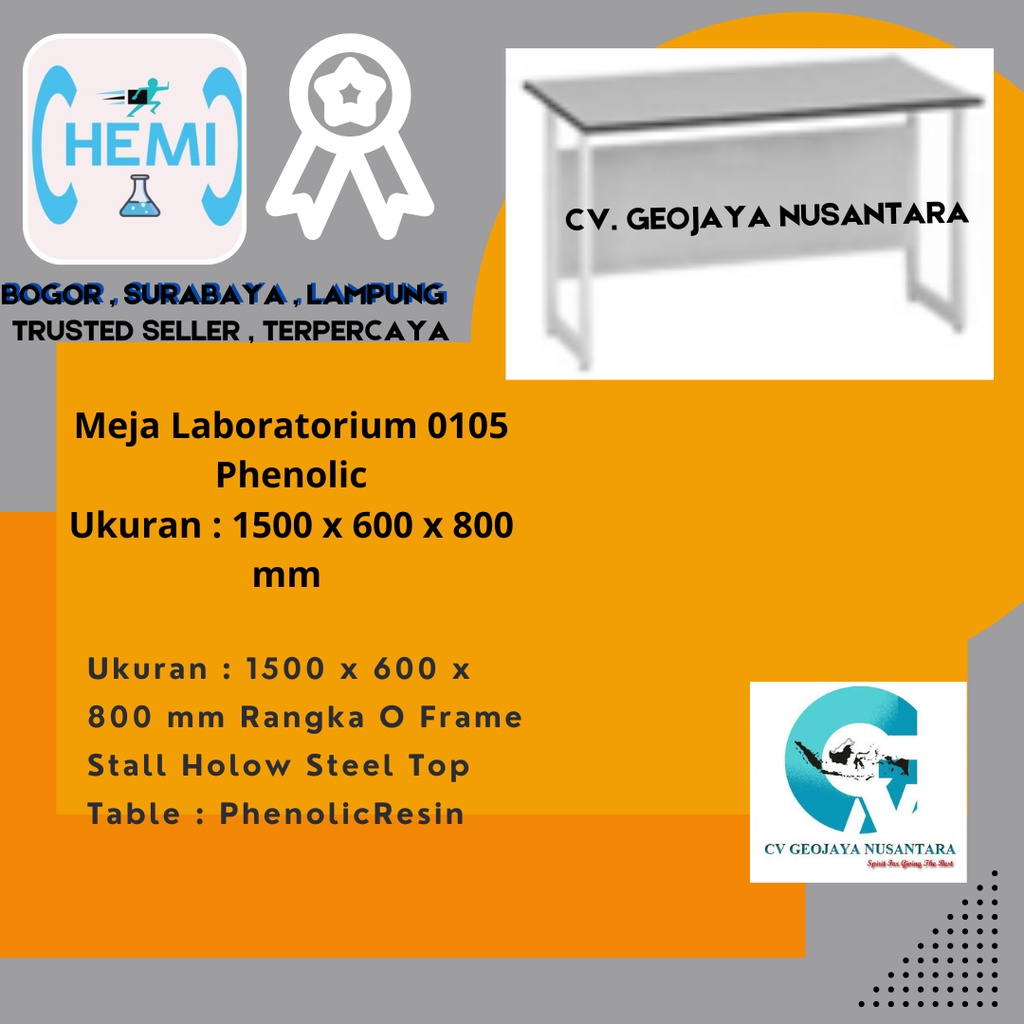 Jual Meja Laboratorium 0105 Phenolic Ukuran : 1500 x 600 x 800 mm ...