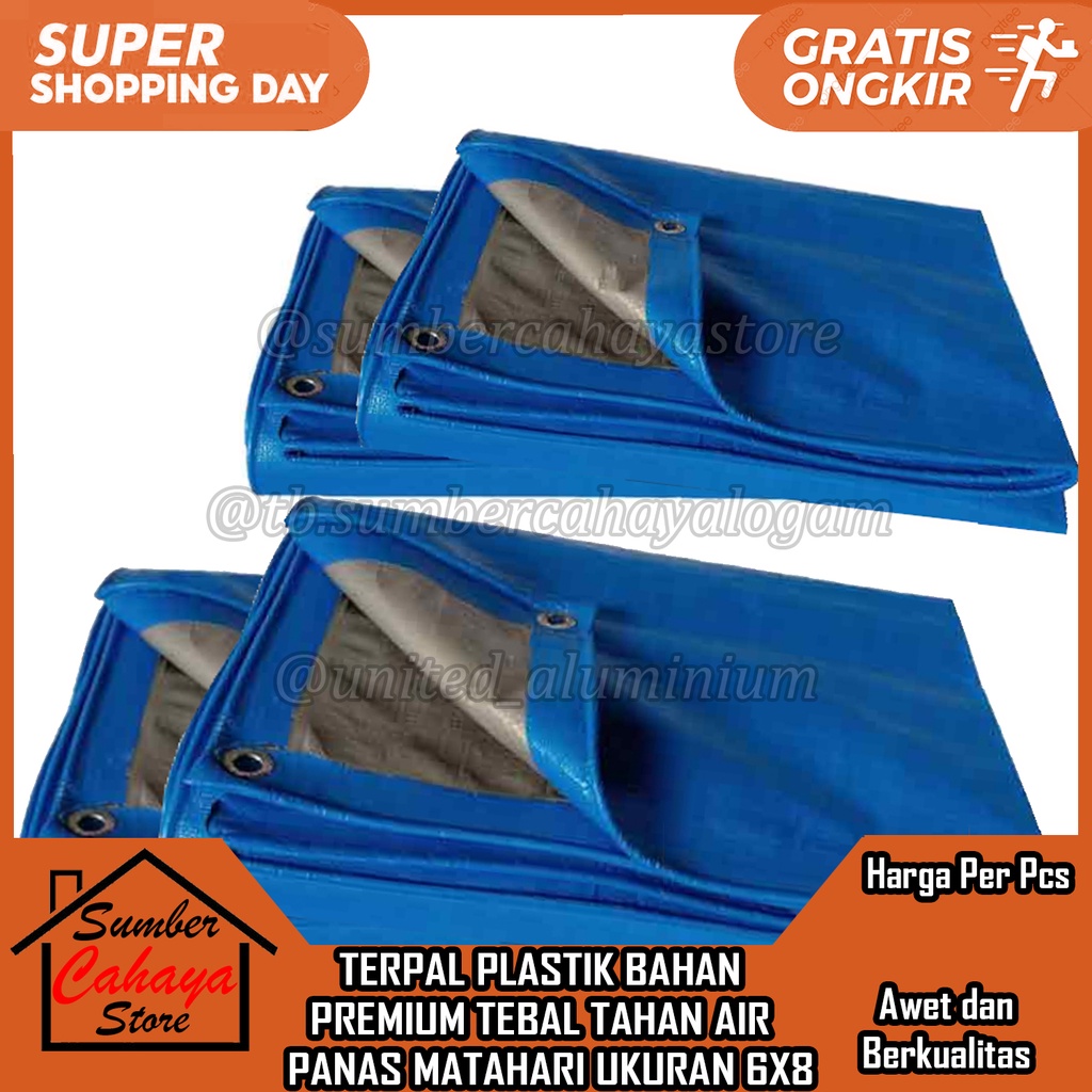Jual TERPAL PLASTIK BAHAN PREMIUM UKURAN 6X8 LEMABARAN TAHAN AIR PANAS ...