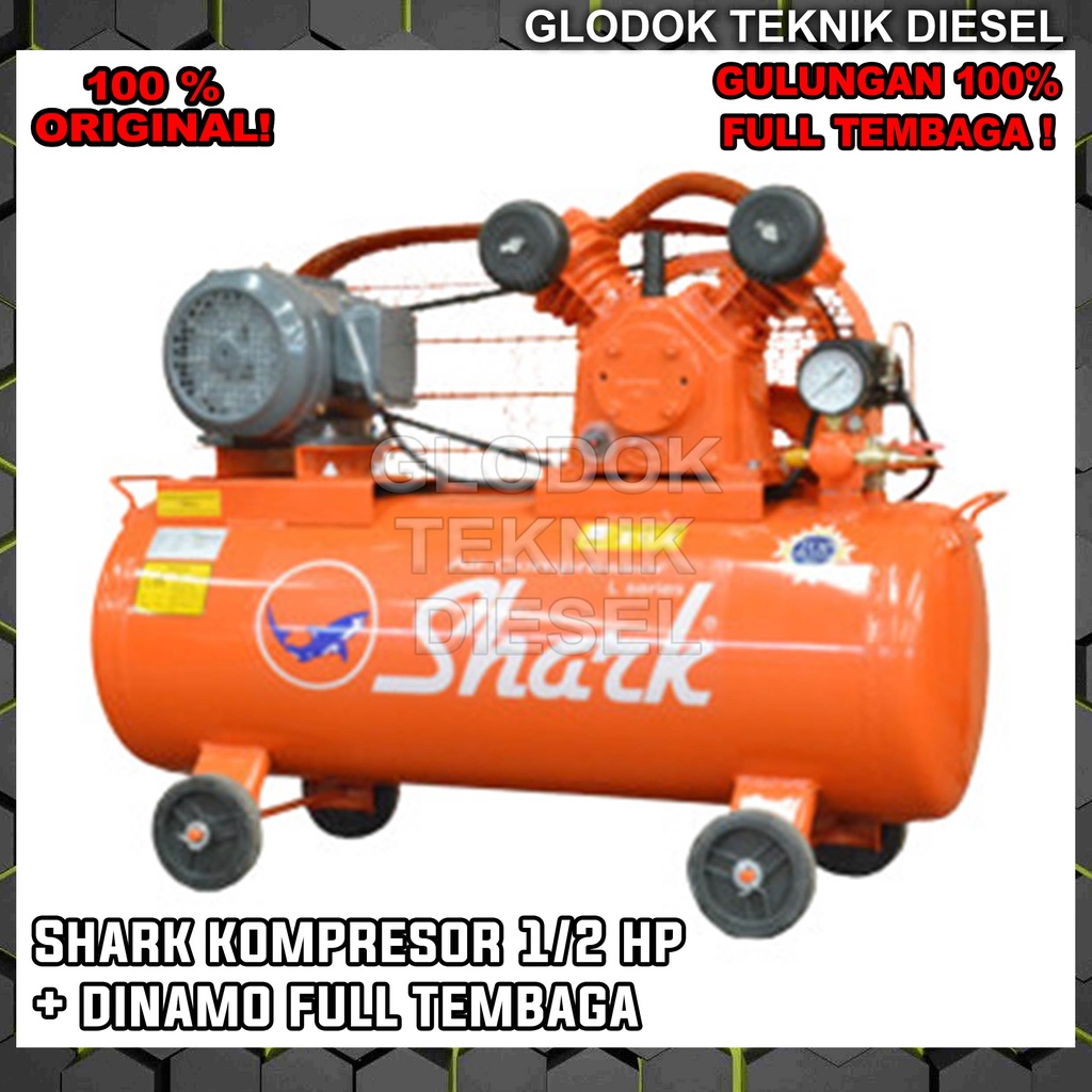 Jual SHARK 1/2 HP Kompresor Angin + Dinamo Electro Motor Full Tembaga 0 ...