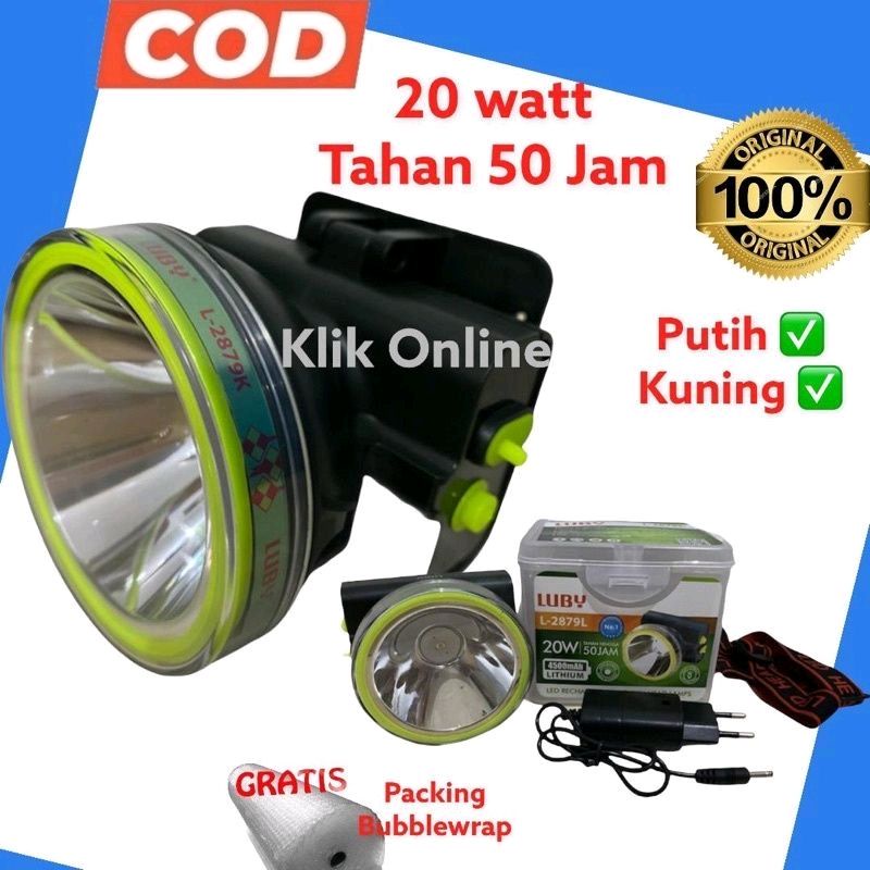 Jual Luby Senter Kepala 2879 LED Super Terang Lithium L 2879 LAMPU ...