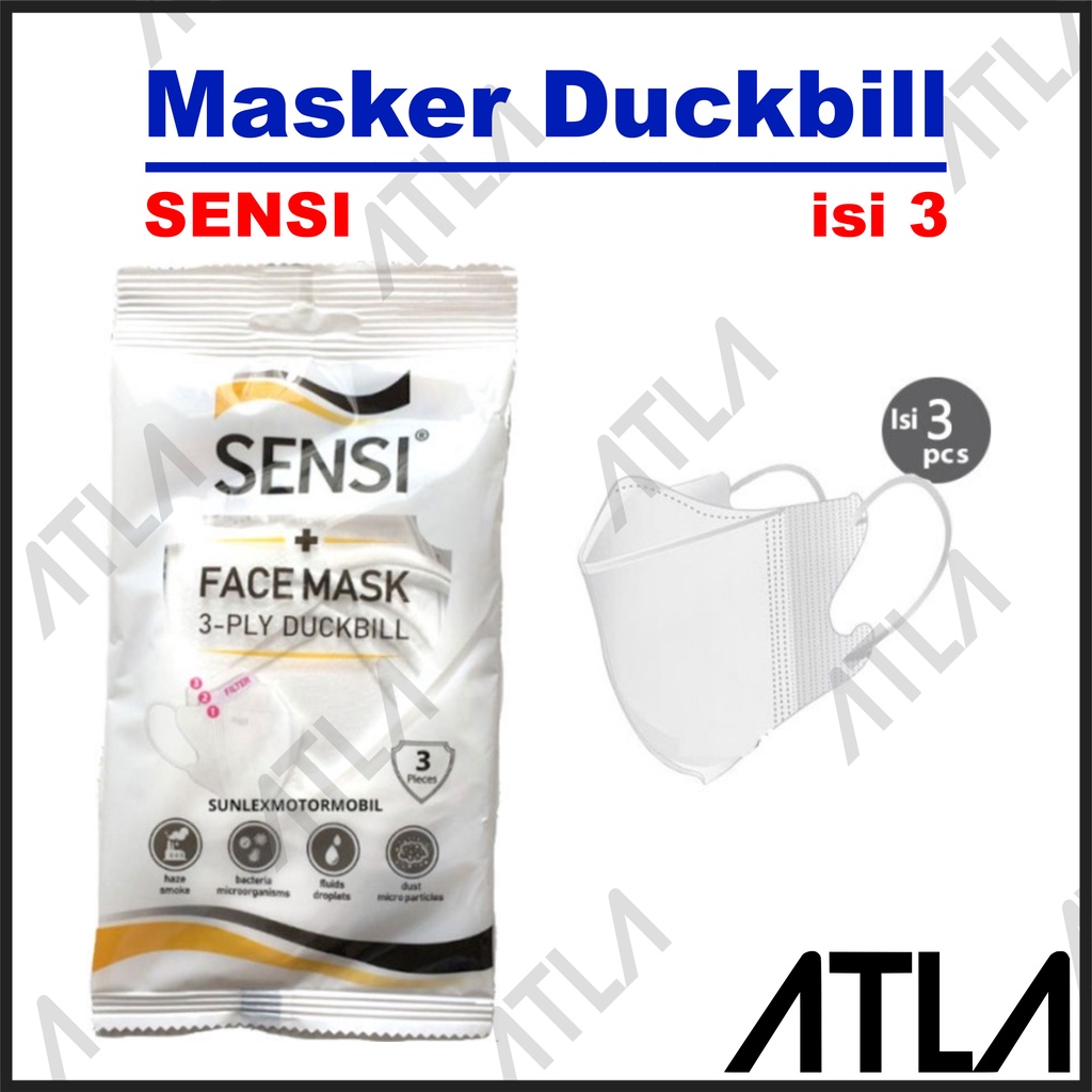 Jual Masker Sensi Duckbill Isi 3 Face Mask Anti Virus Debu Disposable ...