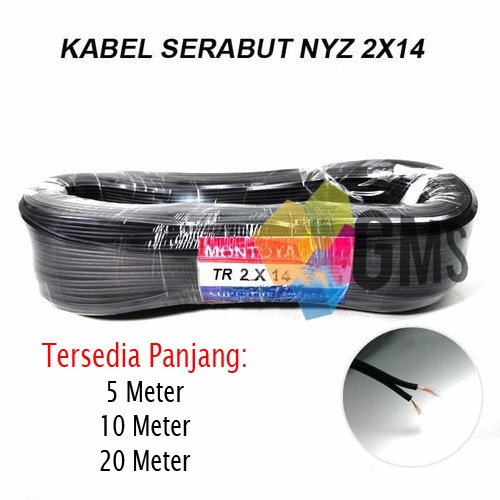 Jual Kabel Serabut Hitam Putih 2x14 Rangkaian Listrik TR 2 x 14 Montoya ...