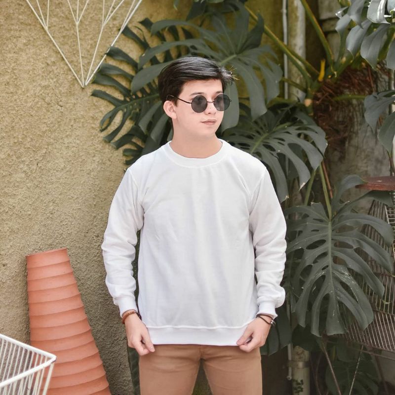 Jual COD Sweater Basic Polos Putih Pria Wanita | Shopee Indonesia