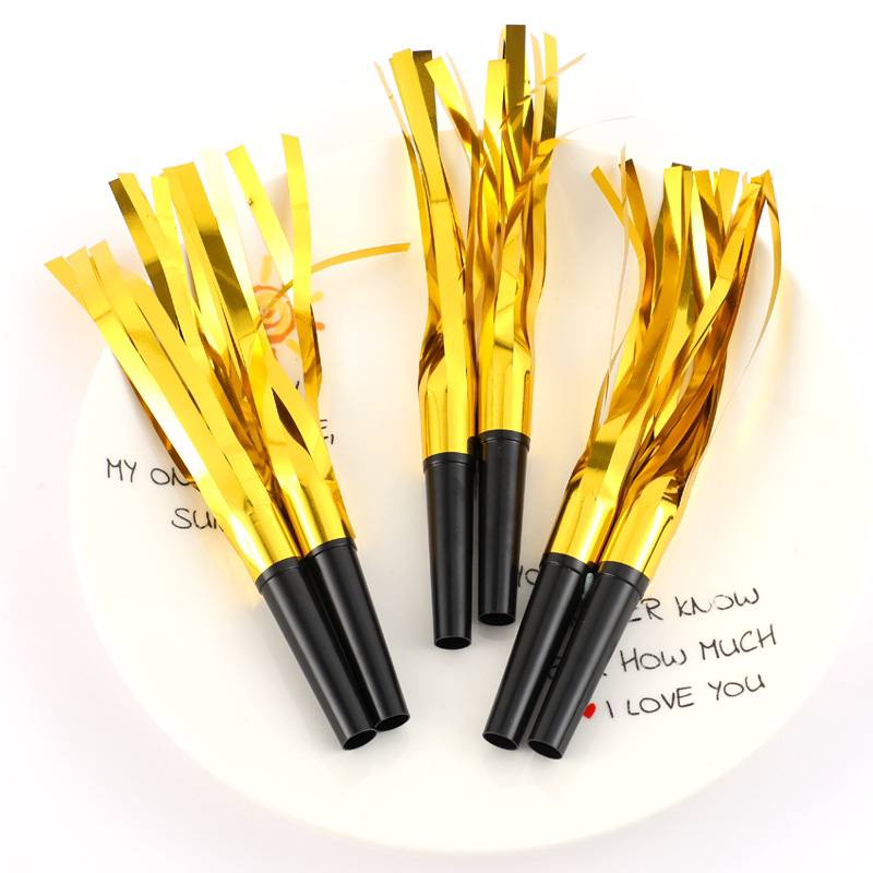 Jual 6 PCS TEROMPET ULANG TAHUN GOLD DAN SILVER RUMBAI/TEROMPET ...