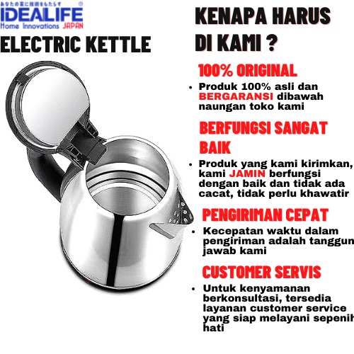 Jual PROMO IDEALIFE ELECTRIC KETTLE AUTOMATIC 1,8 LITER TEKO LISTRIK IL-110 PEMANAS AIR HEMAT ...