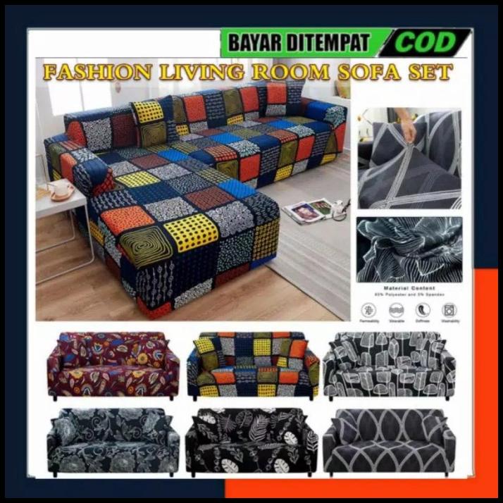 Jual Sarung Sofa Elastis 1 2 3 4 Seater Cover Sofa Bed L Shaped Sudut ...