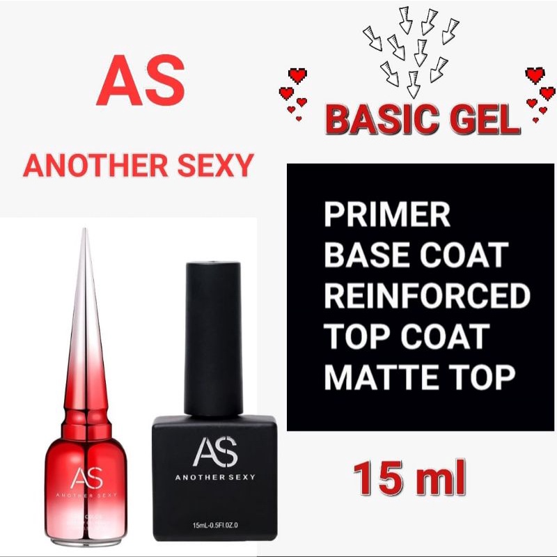 Jual AS Nail Primer,Base Coat,Reinforced,Top coat,Matte Top 15ml ...