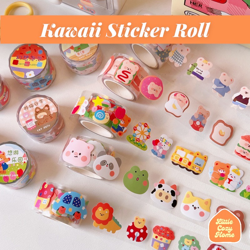 Jual Kawaii Sticker Roll / Cute Cartoon Animals Roll Deco Stickers ...