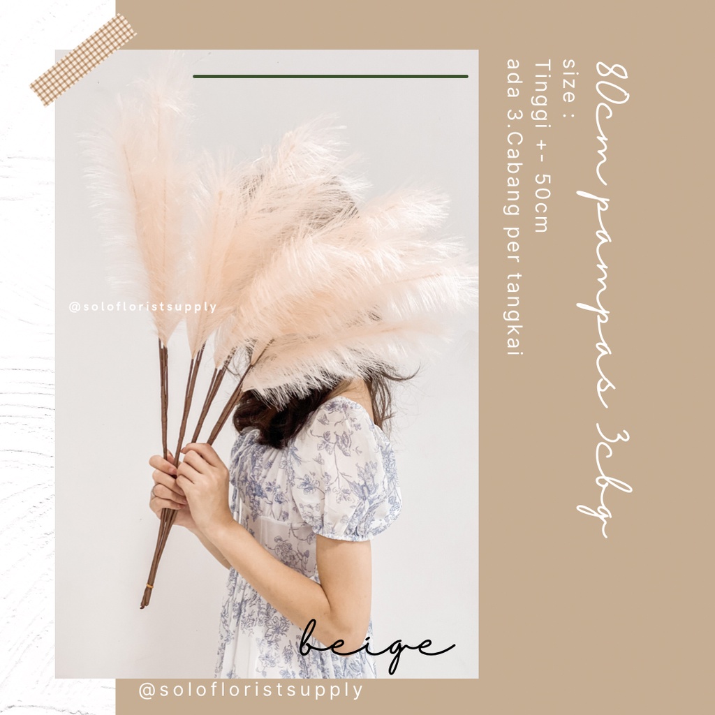 Jual 80cm pampas grass 3 cabang artificial bulu daun pampas rumput ...