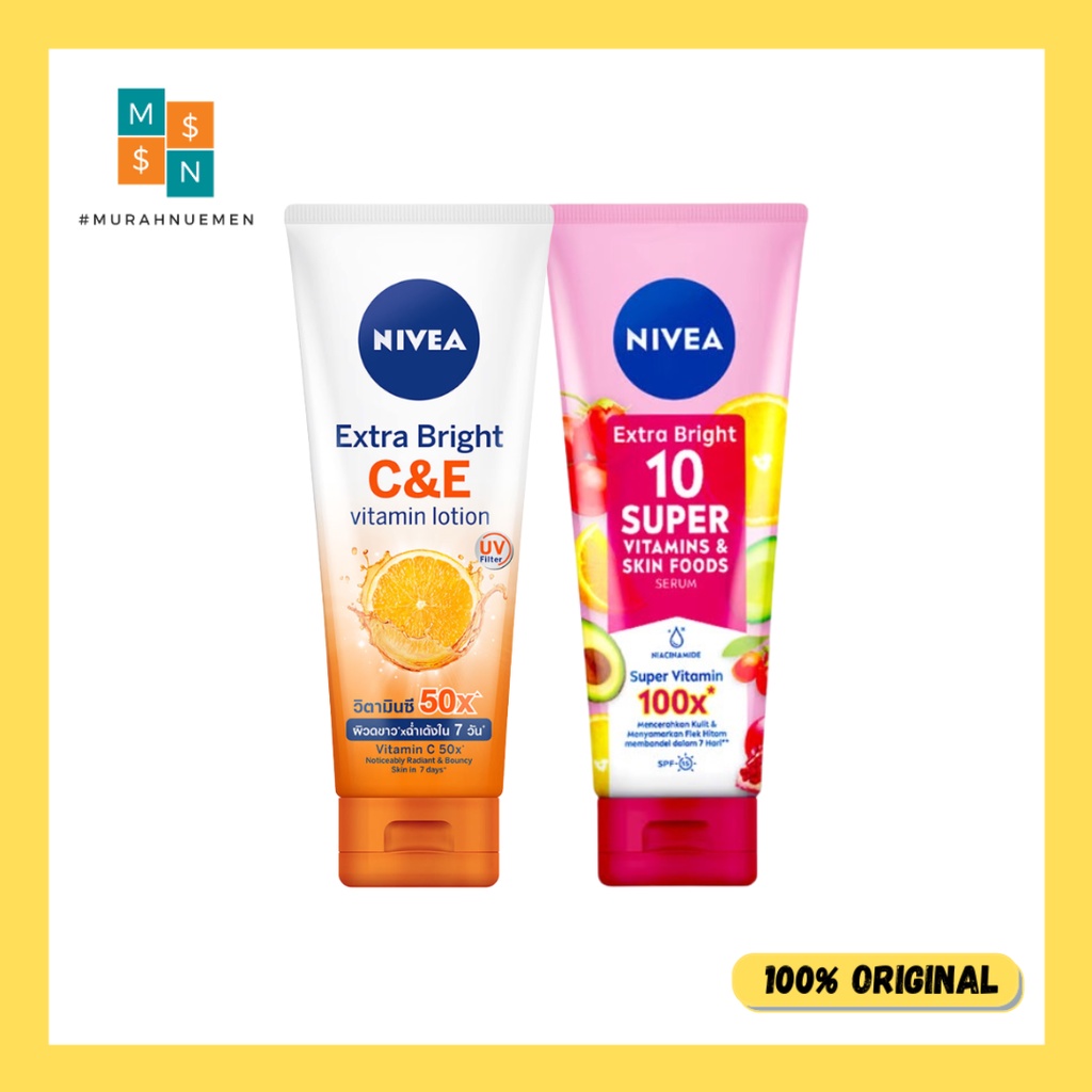 Jual NIVEA Extra Bright C&E Body Lotion - 10 Super Vitamins 180ml - Body Serum | Shopee Indonesia
