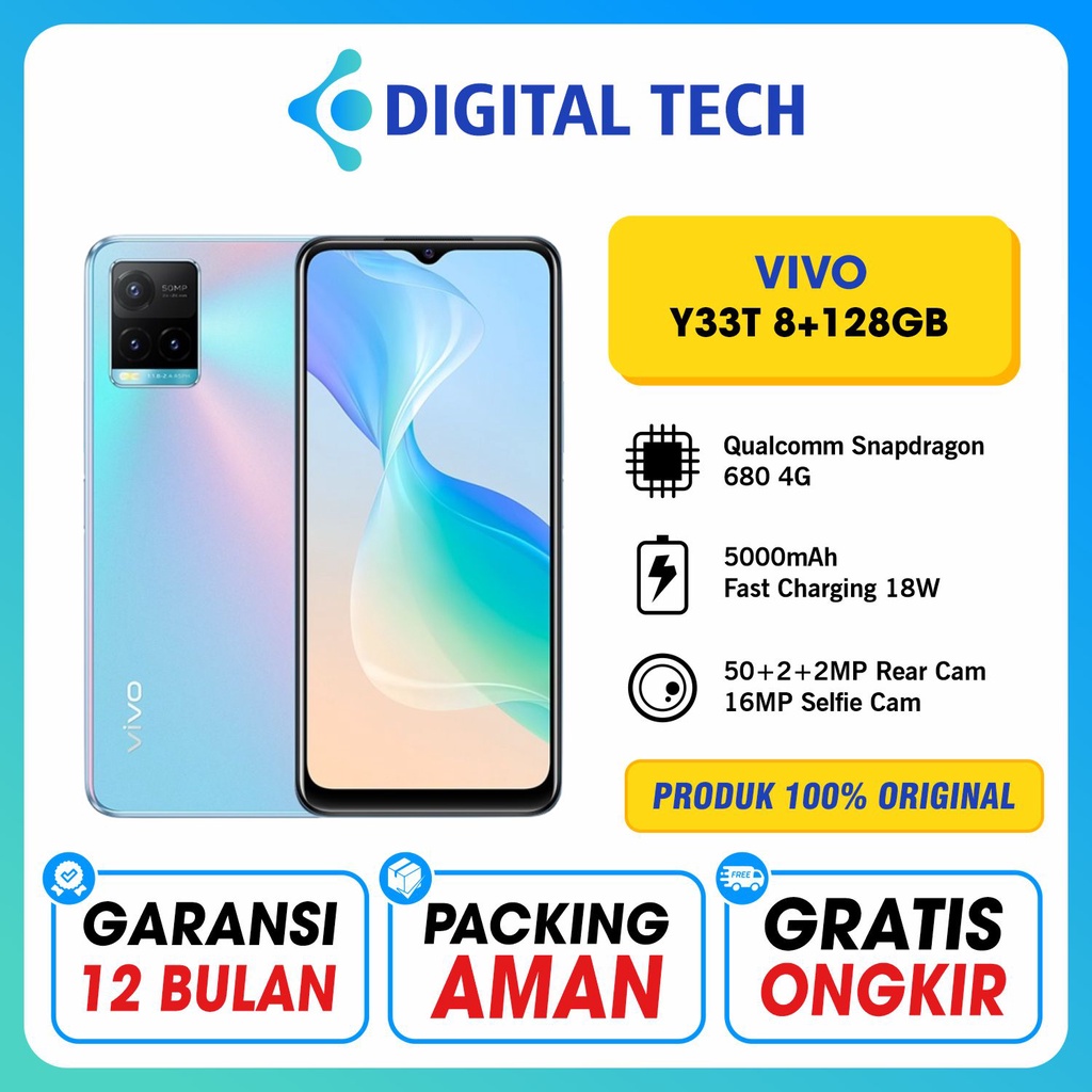 Jual Vivo Y33T 8/128 RAM 8GB ROM 128GB Snapdragon 680 Battery 5000mAh Garansi Resmi | Shopee ...