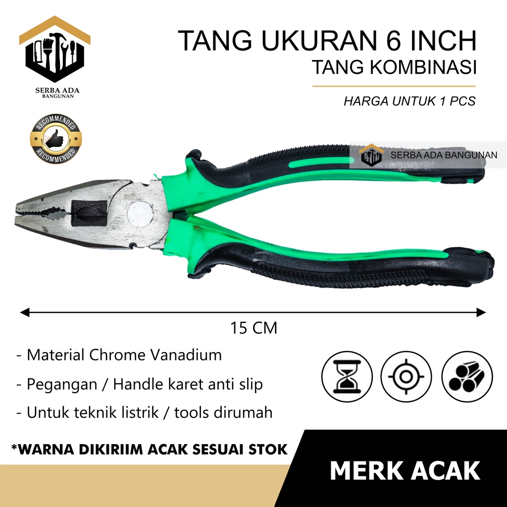 Jual Tang combinasi kombinasi 6 inci blister bahan baja gagang karet ...