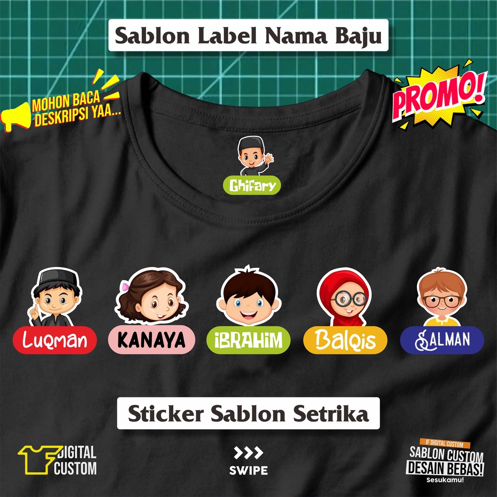 Jual Stiker Kain Label Nama Baju Karakter Anak Sekolah Pesantren Asrama ...