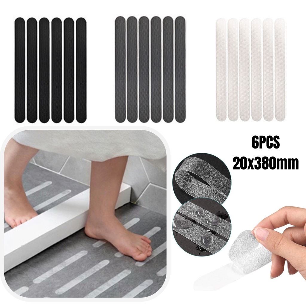 Jual Sticker Lantai Kamar Mandi Toilet Strips Anti Slip 20x380mm 6 PCS ...