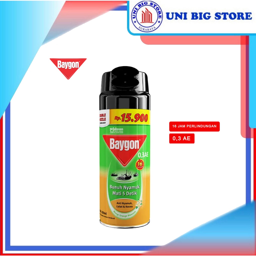 Jual Baygon Aerosol Anti Nyamuk Orange Blossom 200 ml Double Nozzle ...