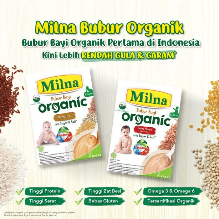 Jual Milna Bubur Organik 6 Bulan Kacang Hijau Beras Merah Pisang 120gr ...